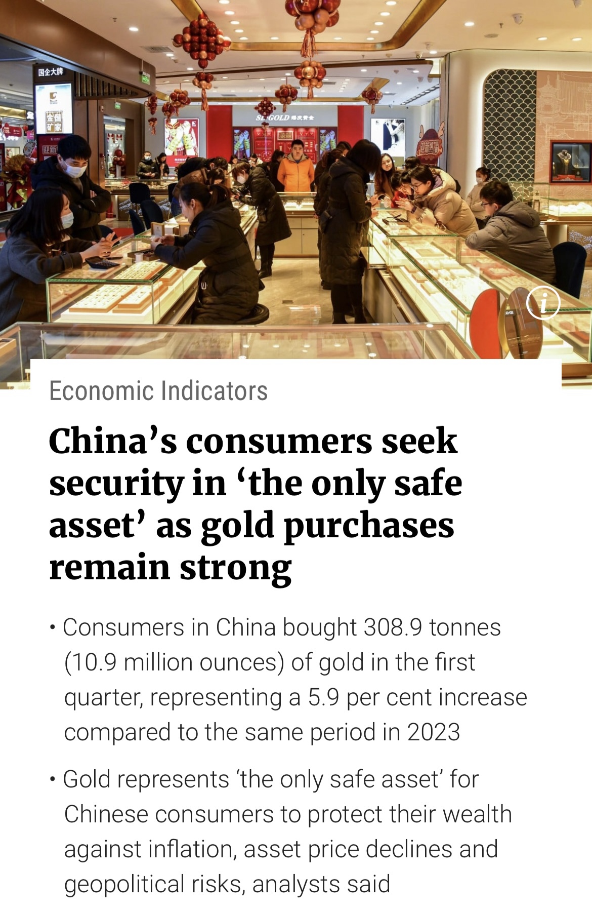 Chinese consumers are increasing their appetite for gold – Business Blog