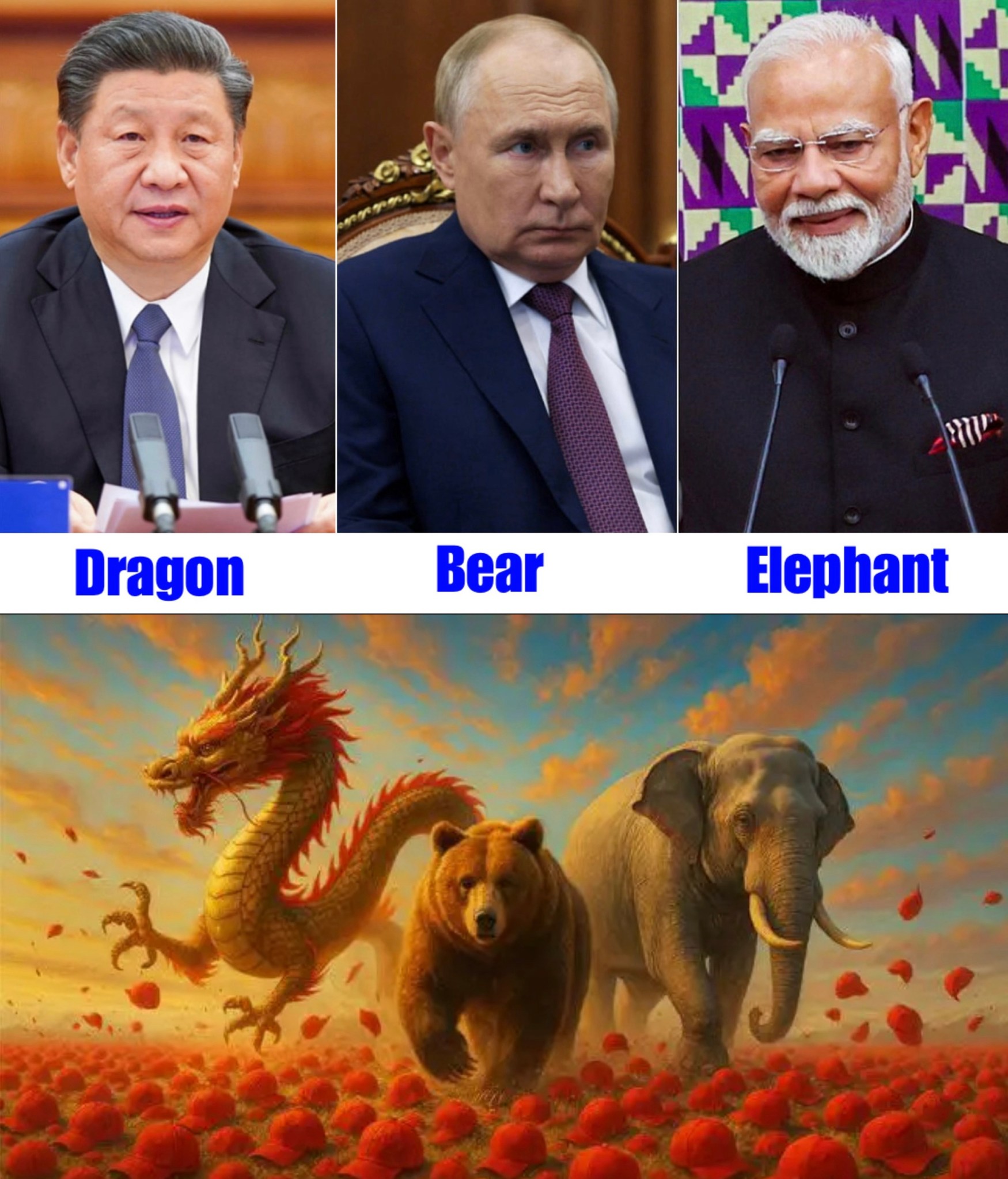 The Union of the Dragon, the Bear and the Elephant got the euro-hyenas running with their tails ...