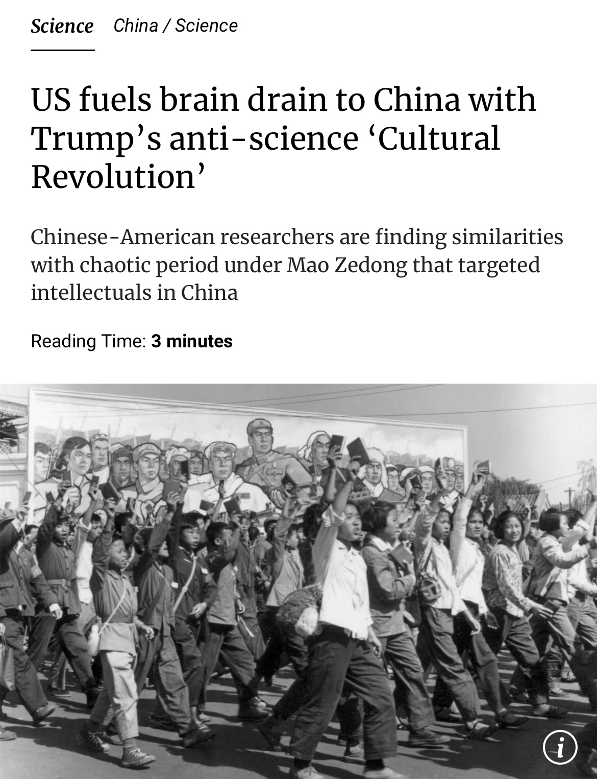 SCMP: US fuels brain drain to China with Trump’s anti-science ‘Cultural ...